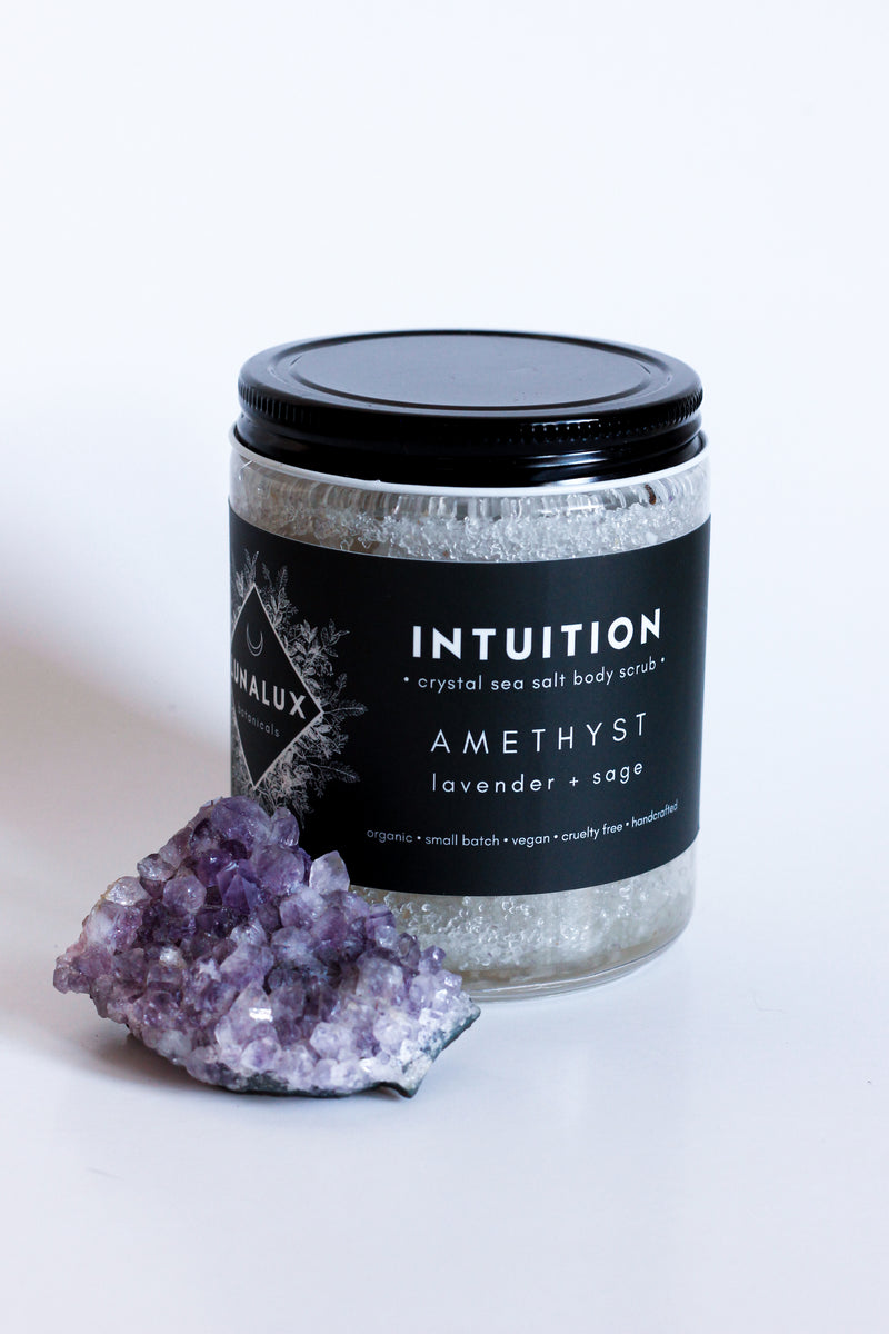INTUITION Amethyst Crystal Body Scrub - Lavender & Sage – Lunalux ...